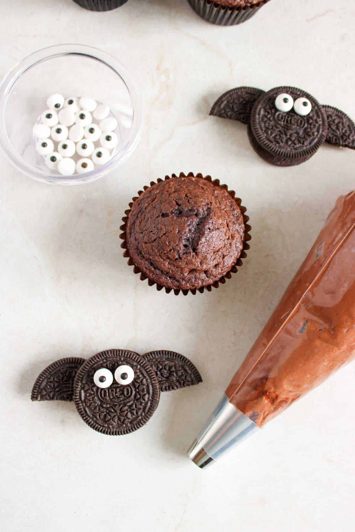 Fun Halloween Bat Oreo Cupcakes - Hungry Cooks Kitchen