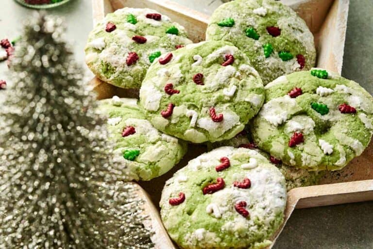 Grinch Crinkle Cookies - Hungry Cooks Kitchen