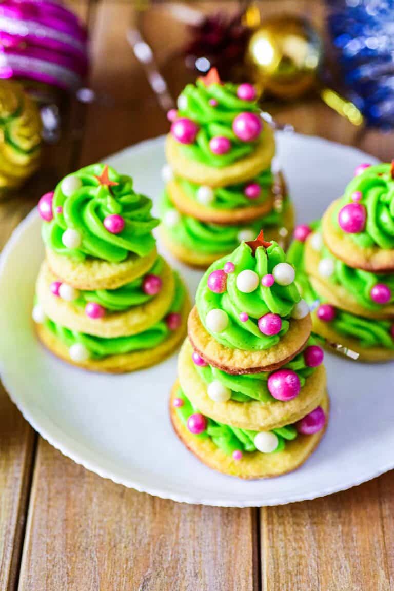 Festive Stacked Christmas Tree Cookies - Hungry Cooks Kitchen
