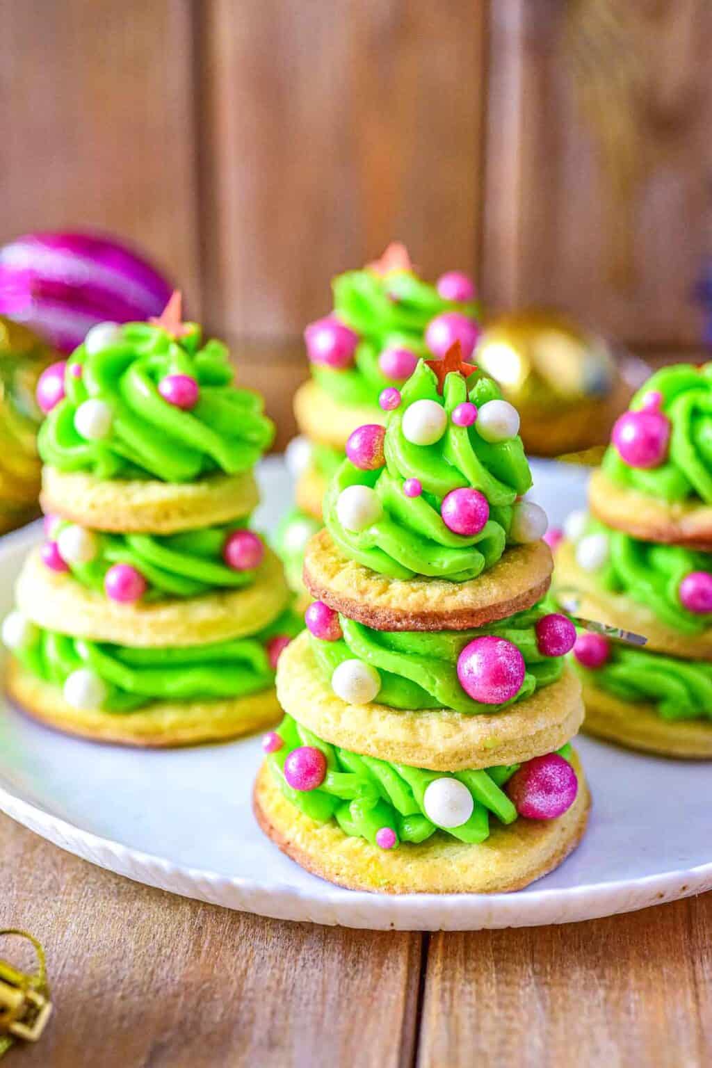 Festive Stacked Christmas Tree Cookies - Hungry Cooks Kitchen