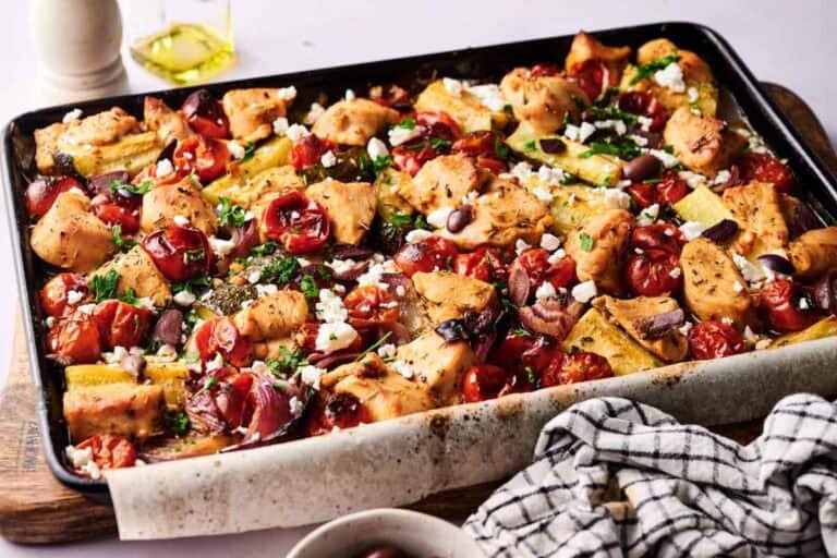 Easy Greek Sheet Pan Chicken Recipe - Hungry Cooks Kitchen