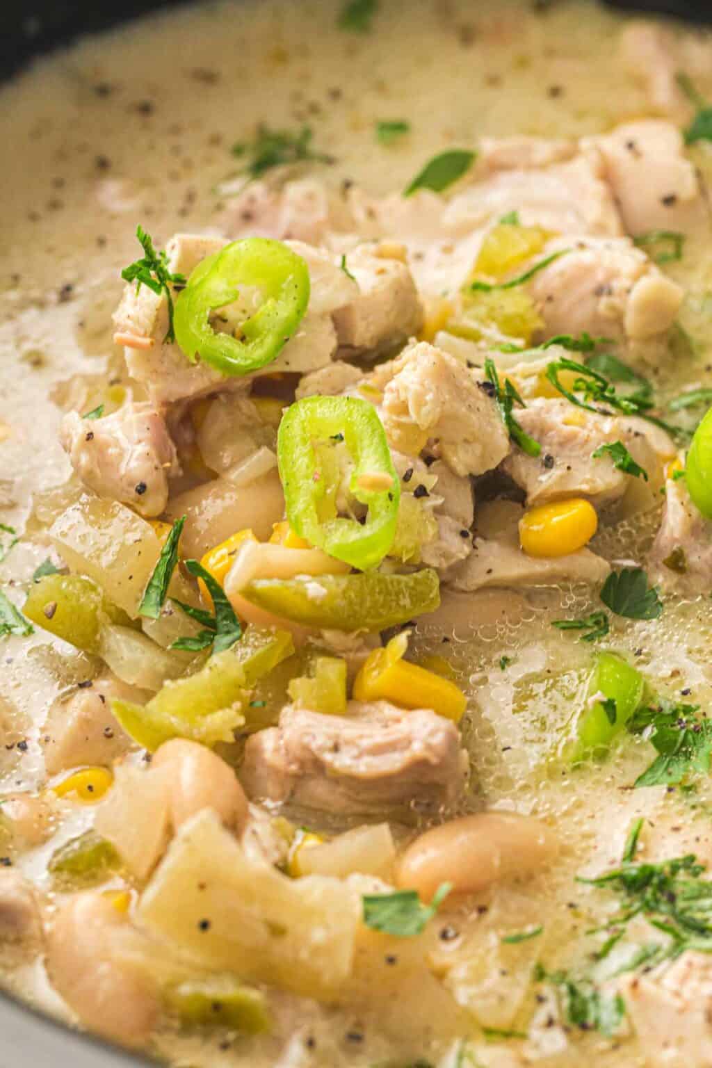 Slow Cooker White Chicken Chili Recipe - Hungry Cooks Kitchen